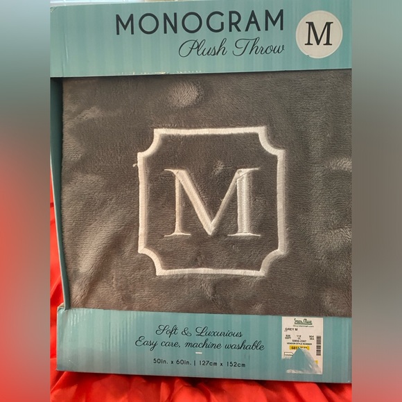 Bedding | Monogram Plush Throw Letter M Nwt | Poshmark